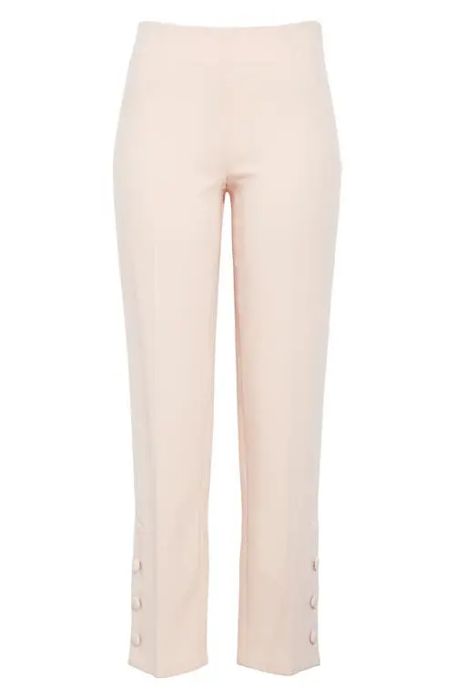 Lela Rose Button Hem Wool Blend Straight Leg Pants