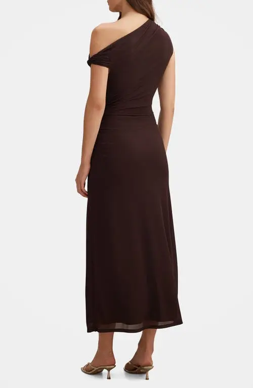 EVER NEW Piper Draped One-shoulder Midi Dress