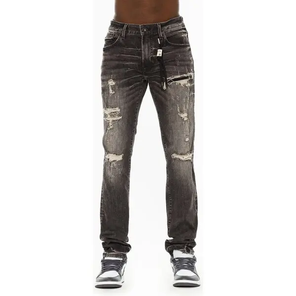 CULT OF INDIVIDUALITY Rocker Ripped Slim Fit Straight Leg Jeans - Dodge