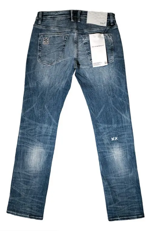 CULT OF INDIVIDUALITY Rebel Distressed Straight Leg Jeans