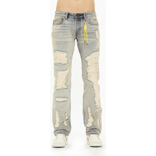 CULT OF INDIVIDUALITY Rebel Ripped Straight Leg Jeans - Iris