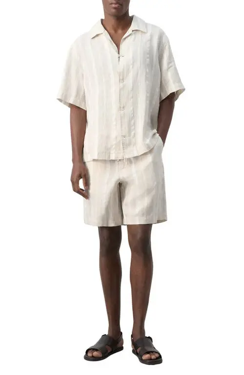 Mango Stripe Linen Blend Bermuda Shorts