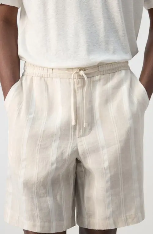 Mango Stripe Linen Blend Bermuda Shorts