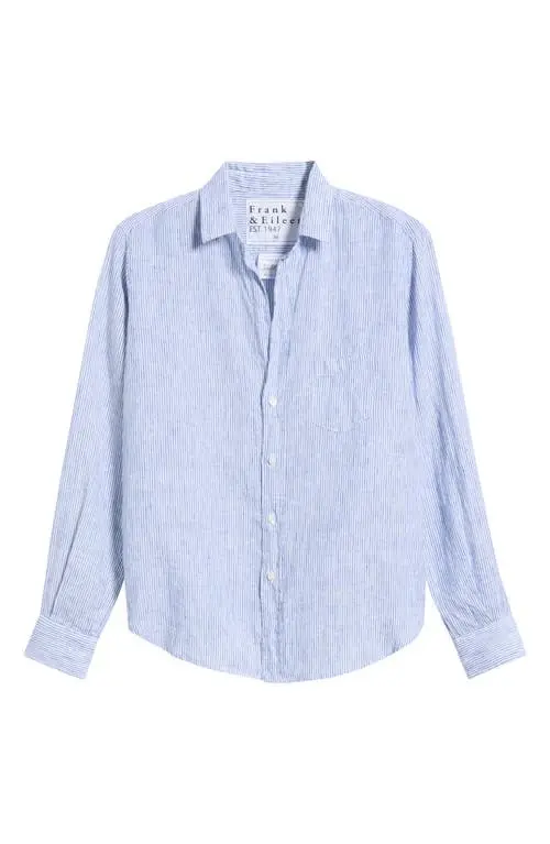 Frank & Eileen Relaxed Linen Button-up Shirt - Thin Stripe