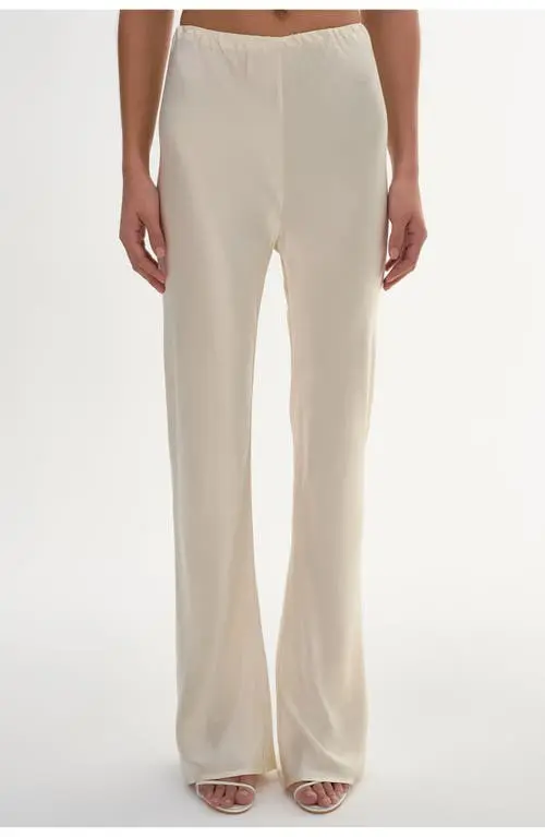 LAMARQUE Emile Pull-on Satin Straight Leg Trousers - Cream