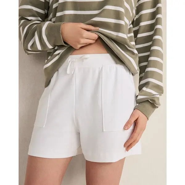 HAVEN WELL WITHIN Organic Cotton Interlock Shorts - White