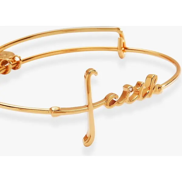 ALEX AND ANI Faith Script Bangle Bracelet With Cross Motif - Gold
