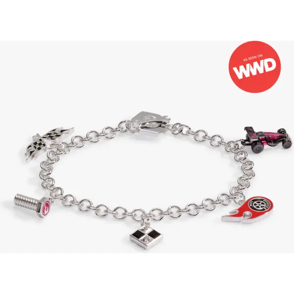 ALEX AND ANI Hot Wheels Racecar Toggle Charm Bracelet - Silver