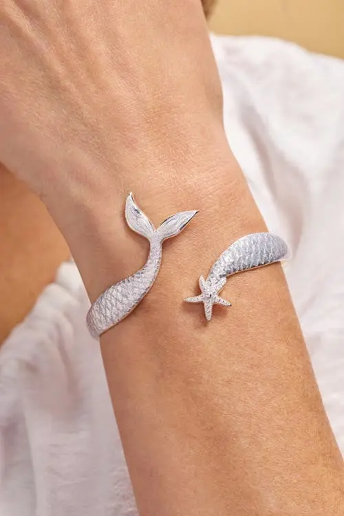 ALEX AND ANI Mermaid Kisses" Sterling Cuff Bracelet