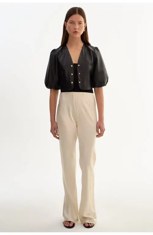 LAMARQUE Franka Balloon Sleeve Leather Blouse