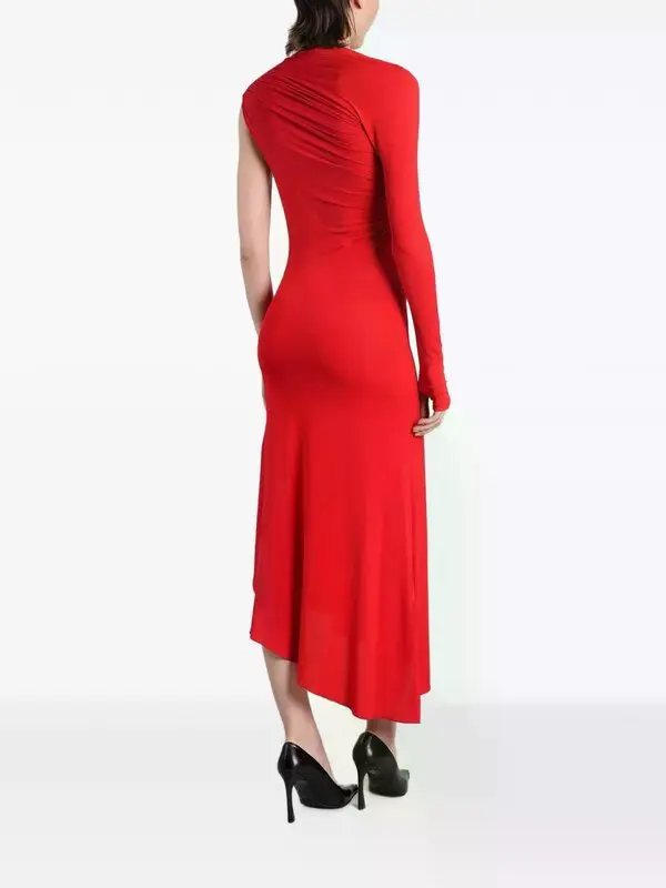 MARINE SERRE Asymmetric Ruffled Midi Dress