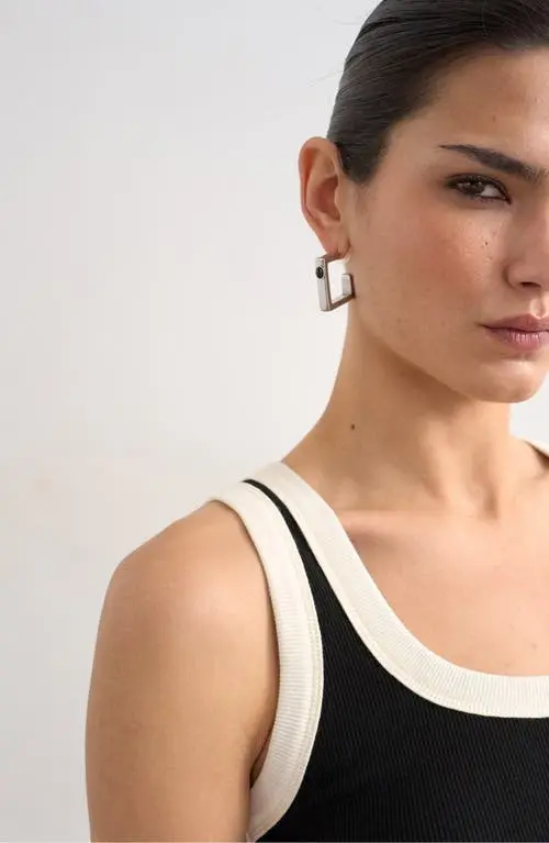 Topshop Scoop Neck Ribbed Stretch Cotton Tank
