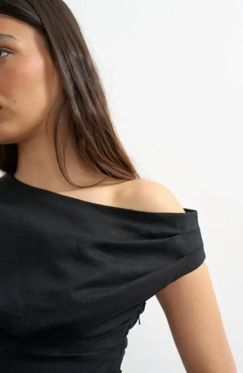 Topshop Off-the-shoulder Ruched Pleat Waist Top