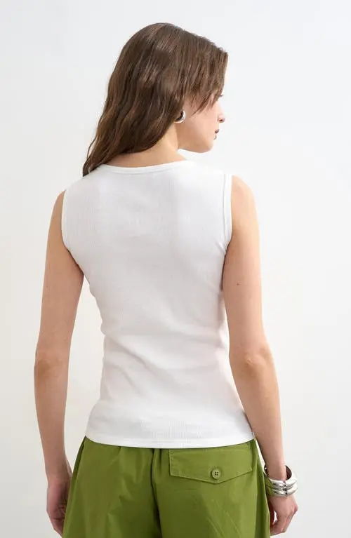 Topshop V-neck Ribbed Stretch Cotton Tank