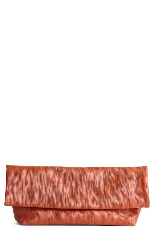 Topshop Textured Faux Leather Clutch - Orange