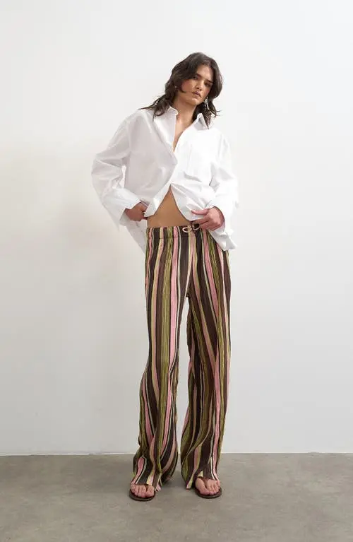 Topshop Stripe Crinkle Tie Waist Pants