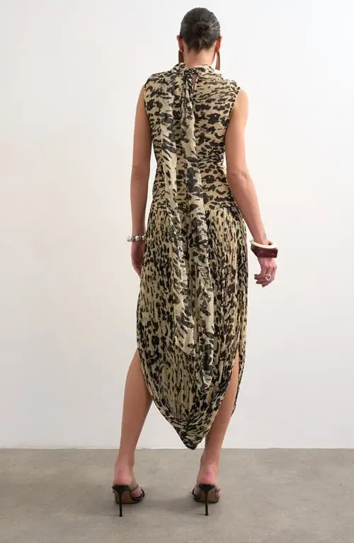 Topshop Chiffon Scarf Neck Midi Dress