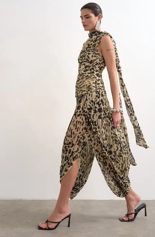 Topshop Chiffon Scarf Neck Midi Dress