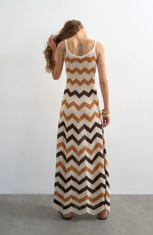 Topshop Chevron Stripe Open Stitch Maxi Dress
