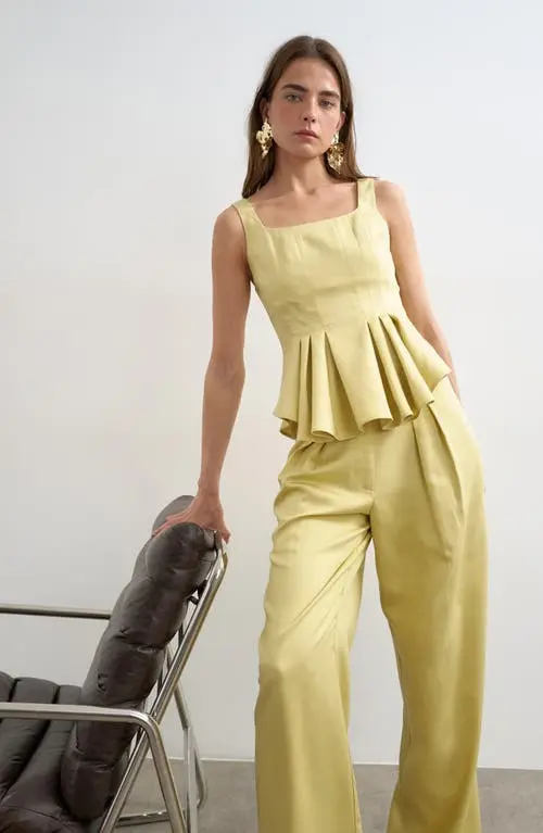 Topshop Pleated Peplum Top With Square Neckline