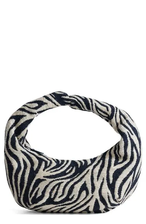 Topshop Zebra Print Canvas Shoulder Bag - Black