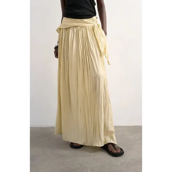 Topshop Sash Tie Crinkle Maxi Skirt
