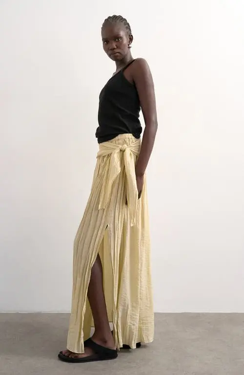 Topshop Sash Tie Crinkle Maxi Skirt