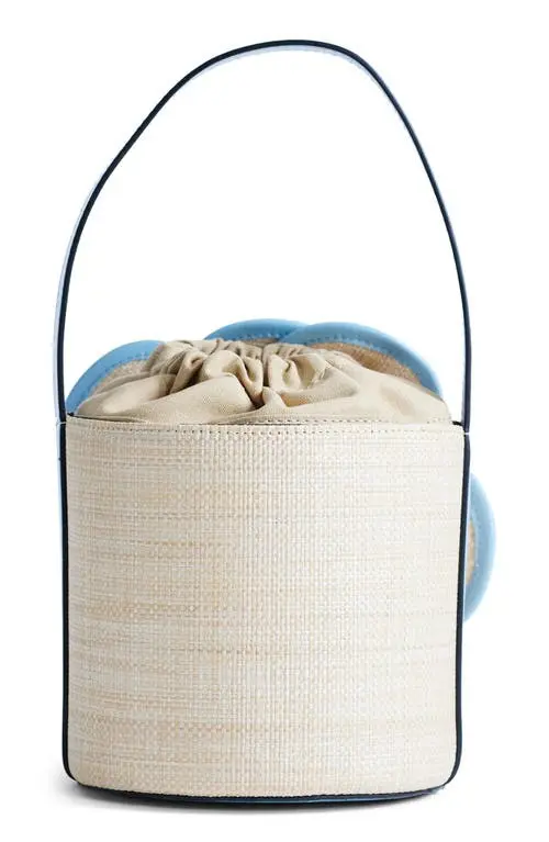 Topshop Medium Gino Straw Flower Bucket Bag