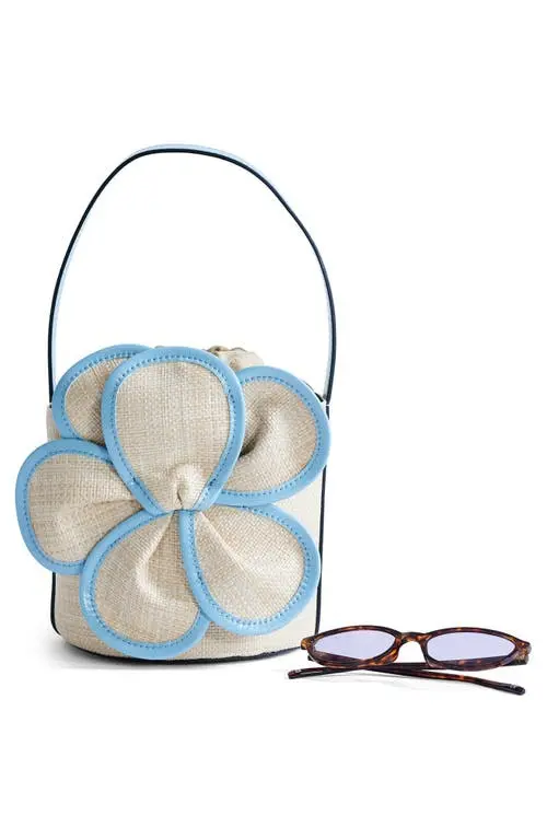 Topshop Medium Gino Straw Flower Bucket Bag