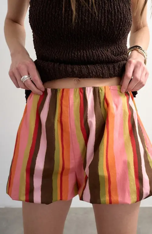 Topshop Stripe Bubble Hem Shorts