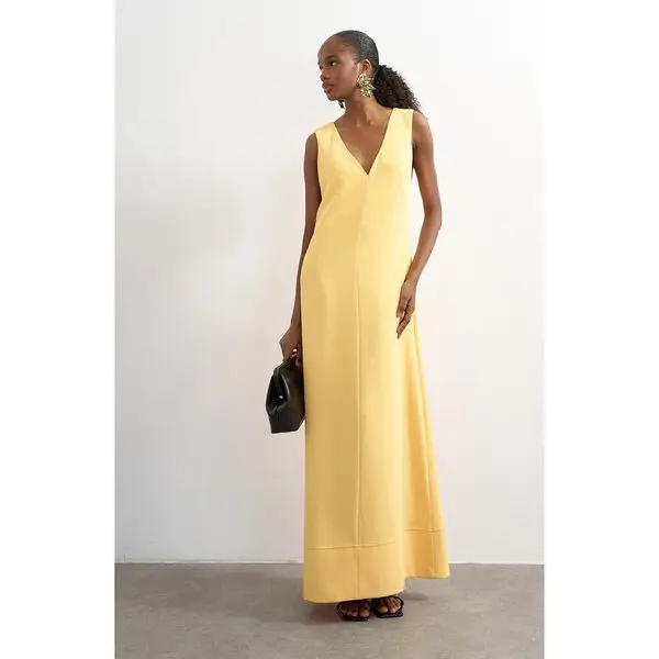 Topshop V-neck Maxi Dress - Yellow