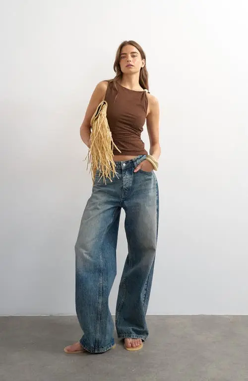 Topshop Bead Embellished Ruched Stretch Cotton Top