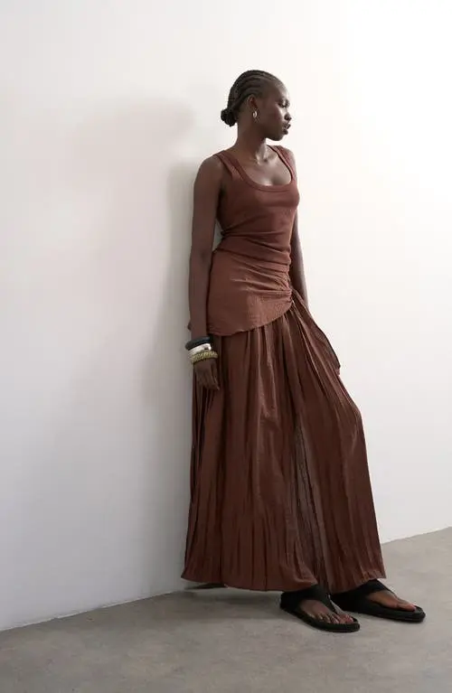 Topshop Sash Tie Crinkle Maxi Skirt