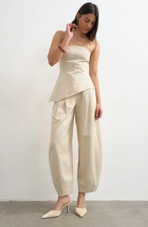 Topshop Asymmetric Raw Hem Strapless Top