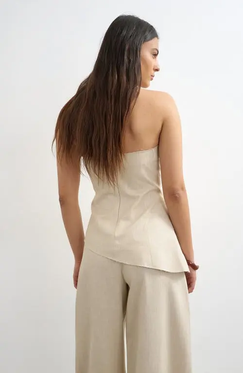 Topshop Asymmetric Raw Hem Strapless Top