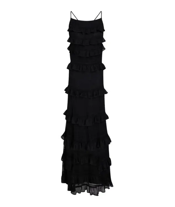 Zimmermann Tiered Pointelle-knit Maxi Dress - Black