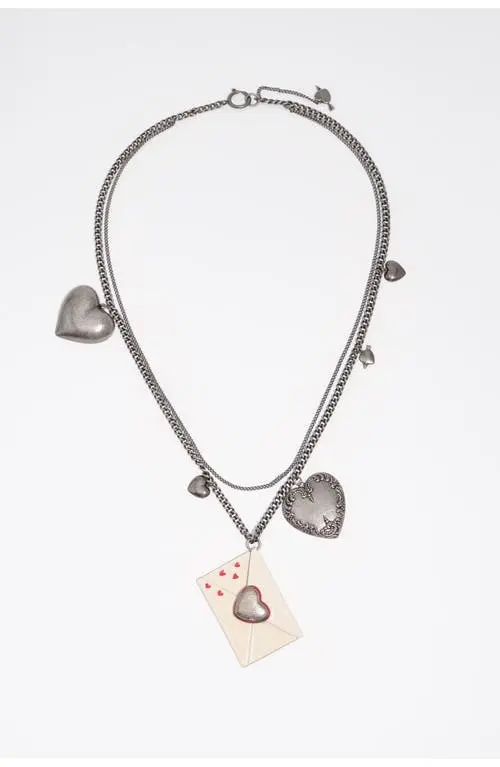 Bimba Y Lola Aged Love Letter Necklace - Dark Silver