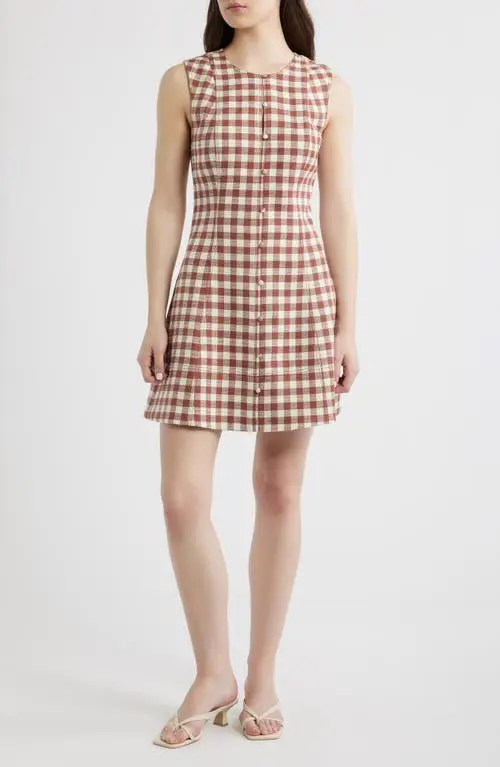 Hill House Home The Angie Check Sleeveless Fit & Flare Minidress - Rust Gingham