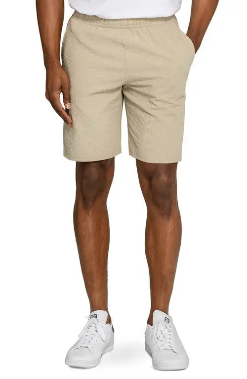 W.R.K Slim Fit Drawstring Seersucker Shorts - Tan