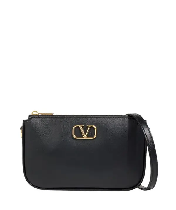 Valentino Garavani Vlogo Signature Leather Clutch - Black