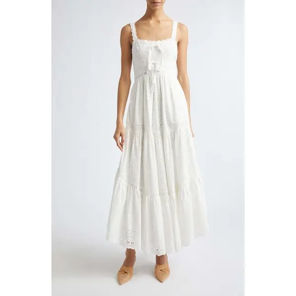 Ulla Johnson Constance Eyelet Sleeveless Cotton Maxi Dress
