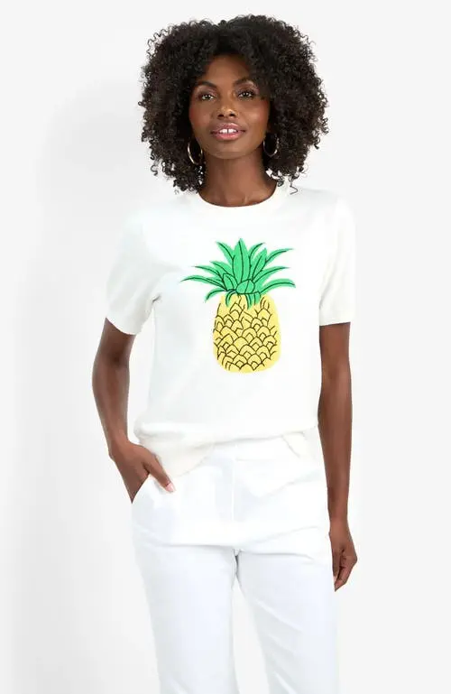 Trina Turk Pineapple Print Cotton Knit Sweater