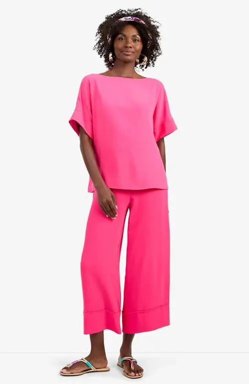 Trina Turk Bahooka Cropped Wide-leg Georgette Pants - Pink