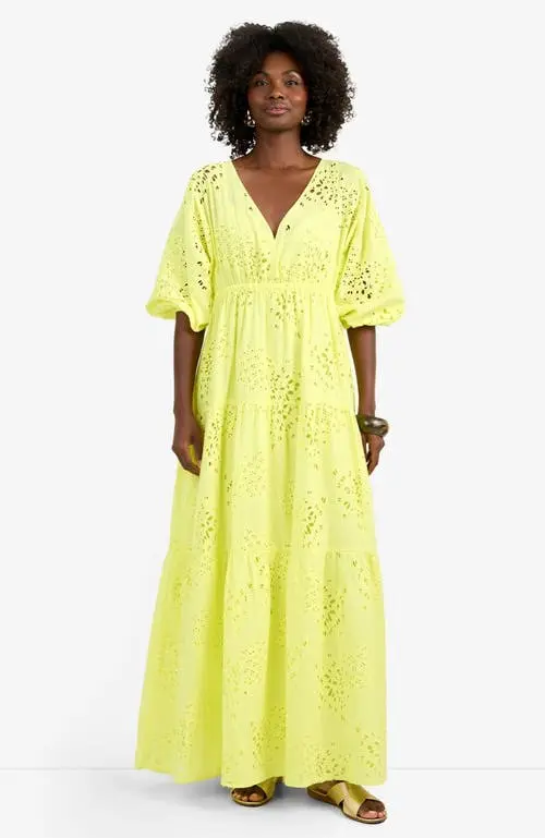 Trina Turk Arco Iris Cotton Eyelet Maxi Dress - Citrus