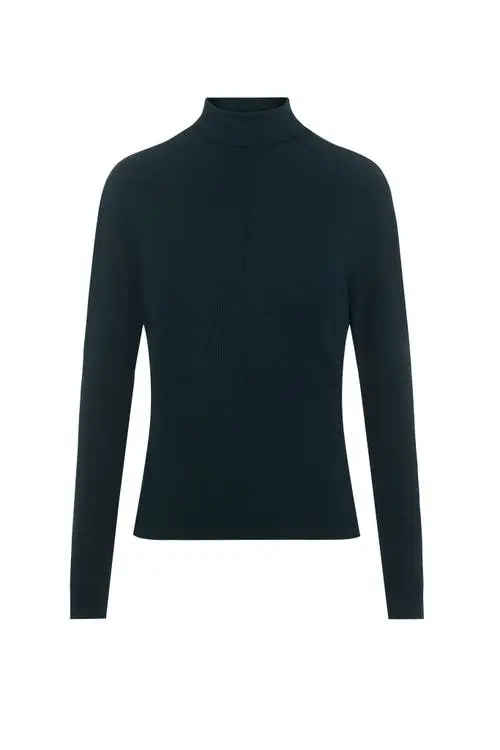 E.U.X. EXCLUSIVE Dolman Sleeve Turtleneck Thin Knit Sweater - Deep Teal