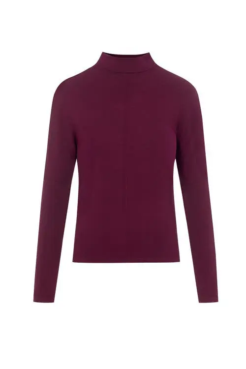 E.U.X. EXCLUSIVE Dolman Sleeve Turtleneck Thin Knit Sweater - Wine