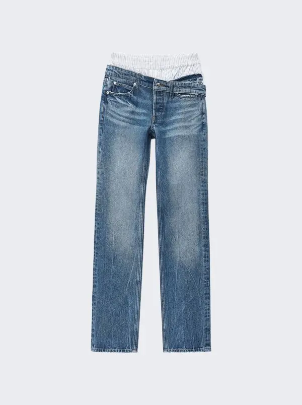 Alexander Wang Slim Jean With Boxer And Drop Waistband Vintage Marbled - Blue