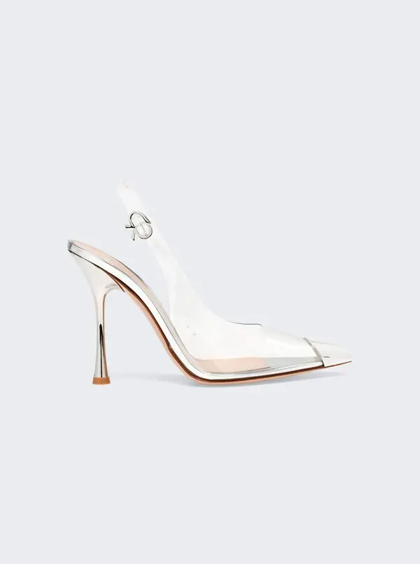 GIANVITO ROSSI Diana Glass Pumps With Chromed Toe Cap - Silver