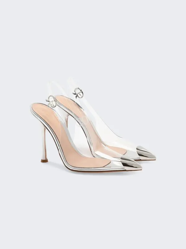 GIANVITO ROSSI Diana Glass Pumps With Chromed Toe Cap - Silver