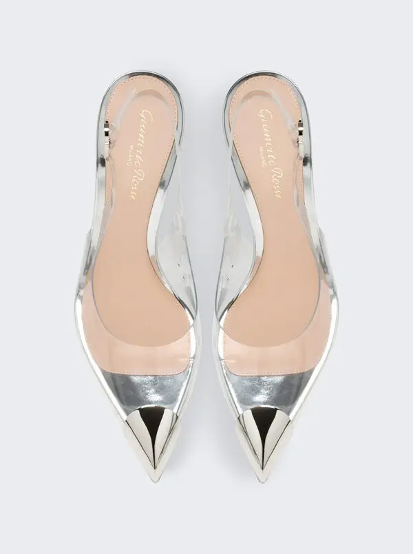 GIANVITO ROSSI Diana Glass Pumps With Chromed Toe Cap - Silver